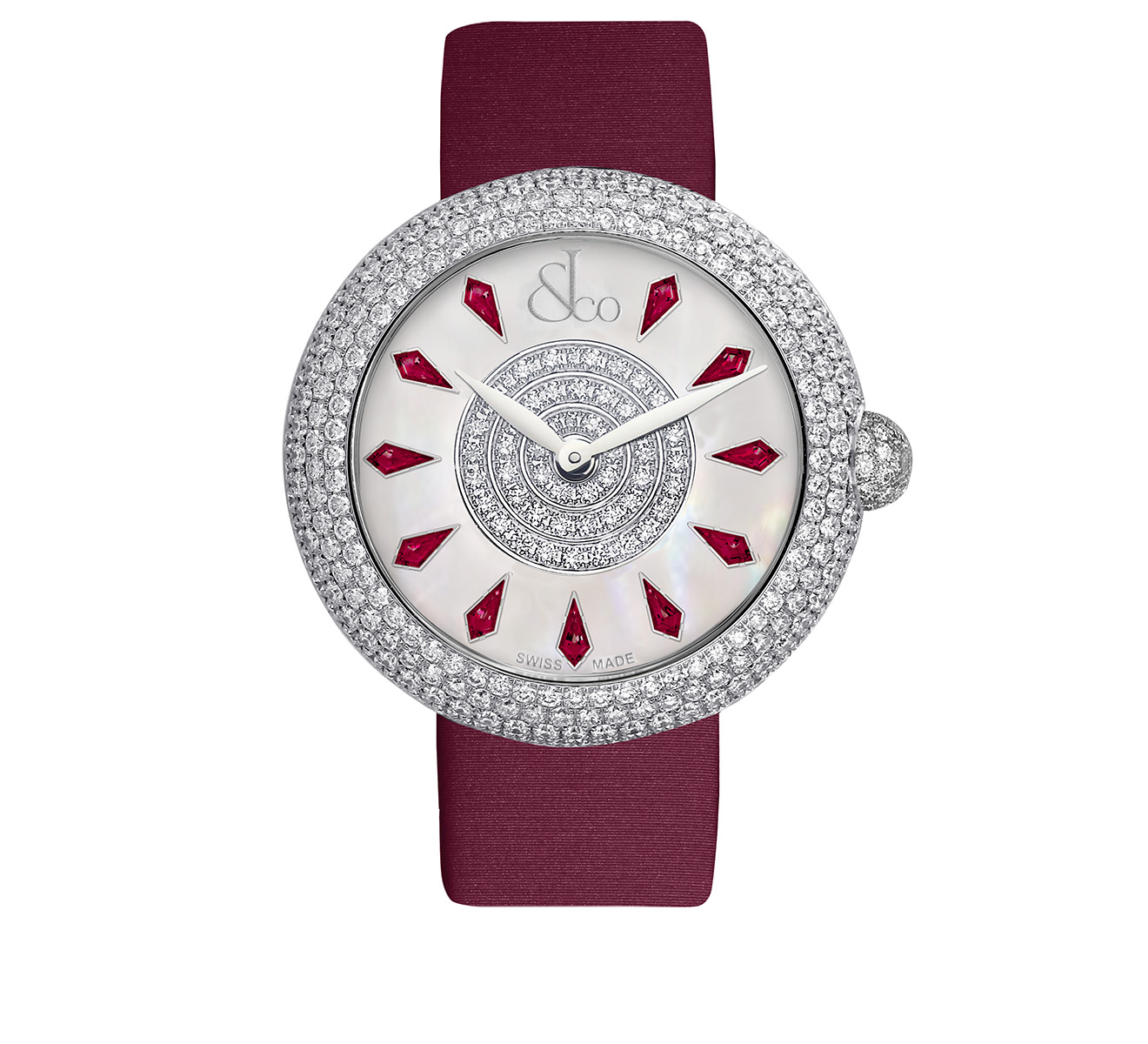 Часы Ruby Jacob&Co Brilliant Half Pave BQ020.10.RH.KE.A, 38 мм, сталь ...