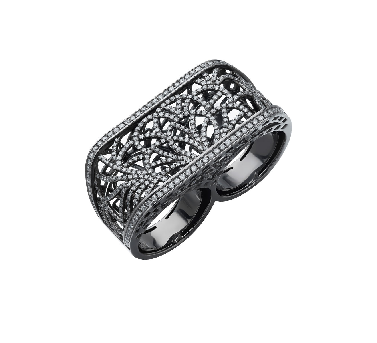 Кольцо на два пальца Lace Cocktail Jacob&Co Abanico 91329086, белое ...