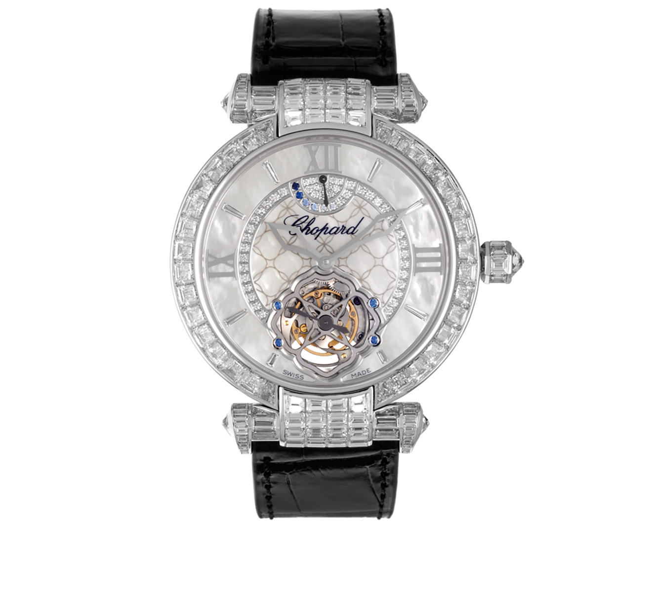 Часы Imperial Tourbillon Joaillerie Chopard Imperiale 384250-1005, 42 мм, белое золото, турбийон ...