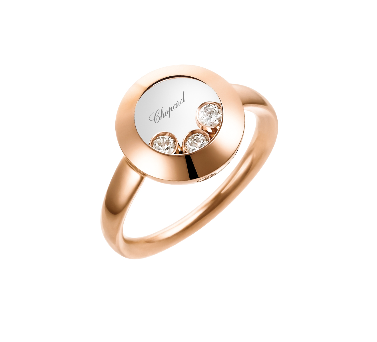 Кольцо Happy Curves Chopard Happy Diamonds 829562-5010, розовое золото, подвижные бриллианты ...