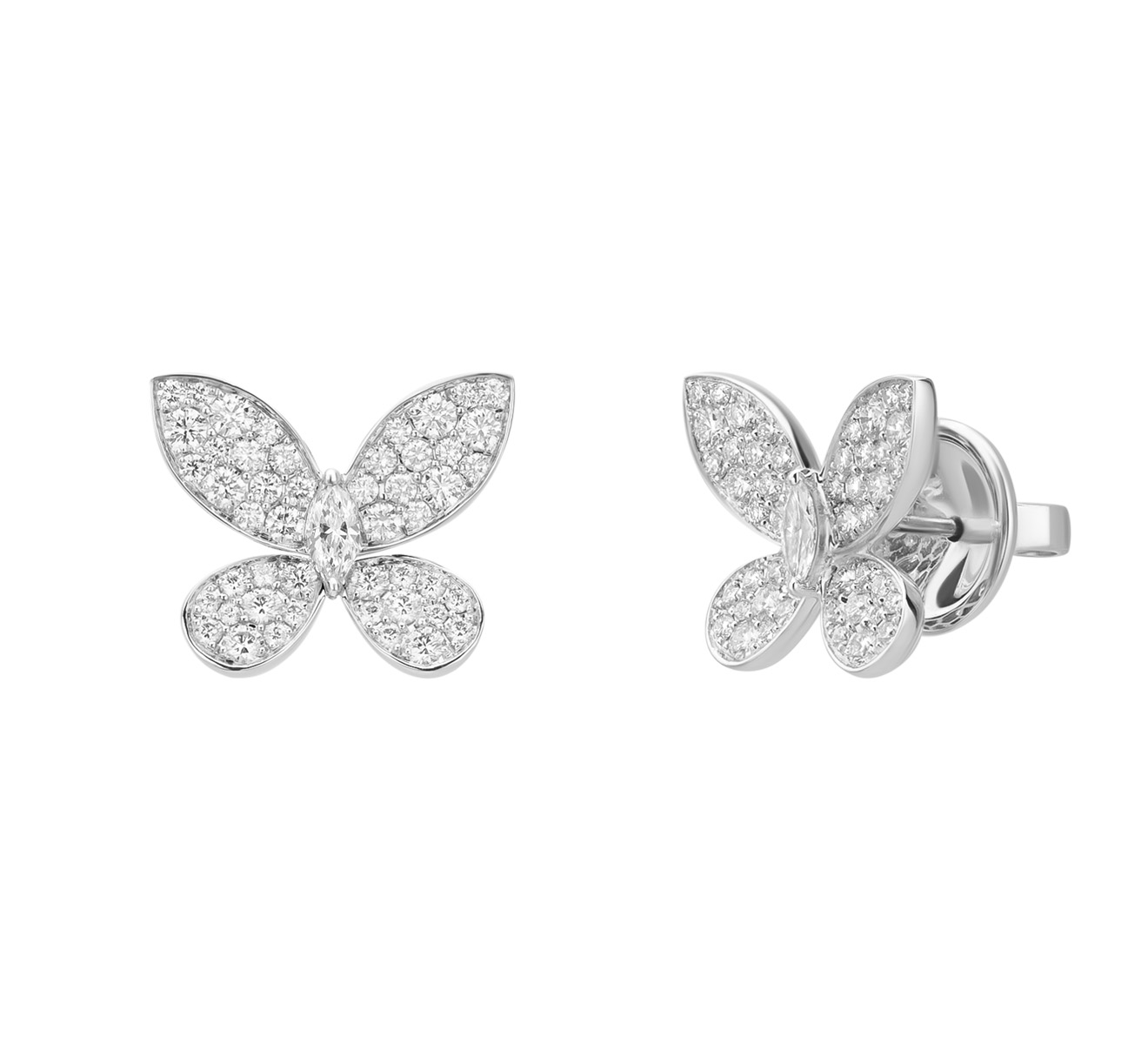 Серьги GRAFF Butterfly RGE 1152, белое золото, бриллианты | Mercury