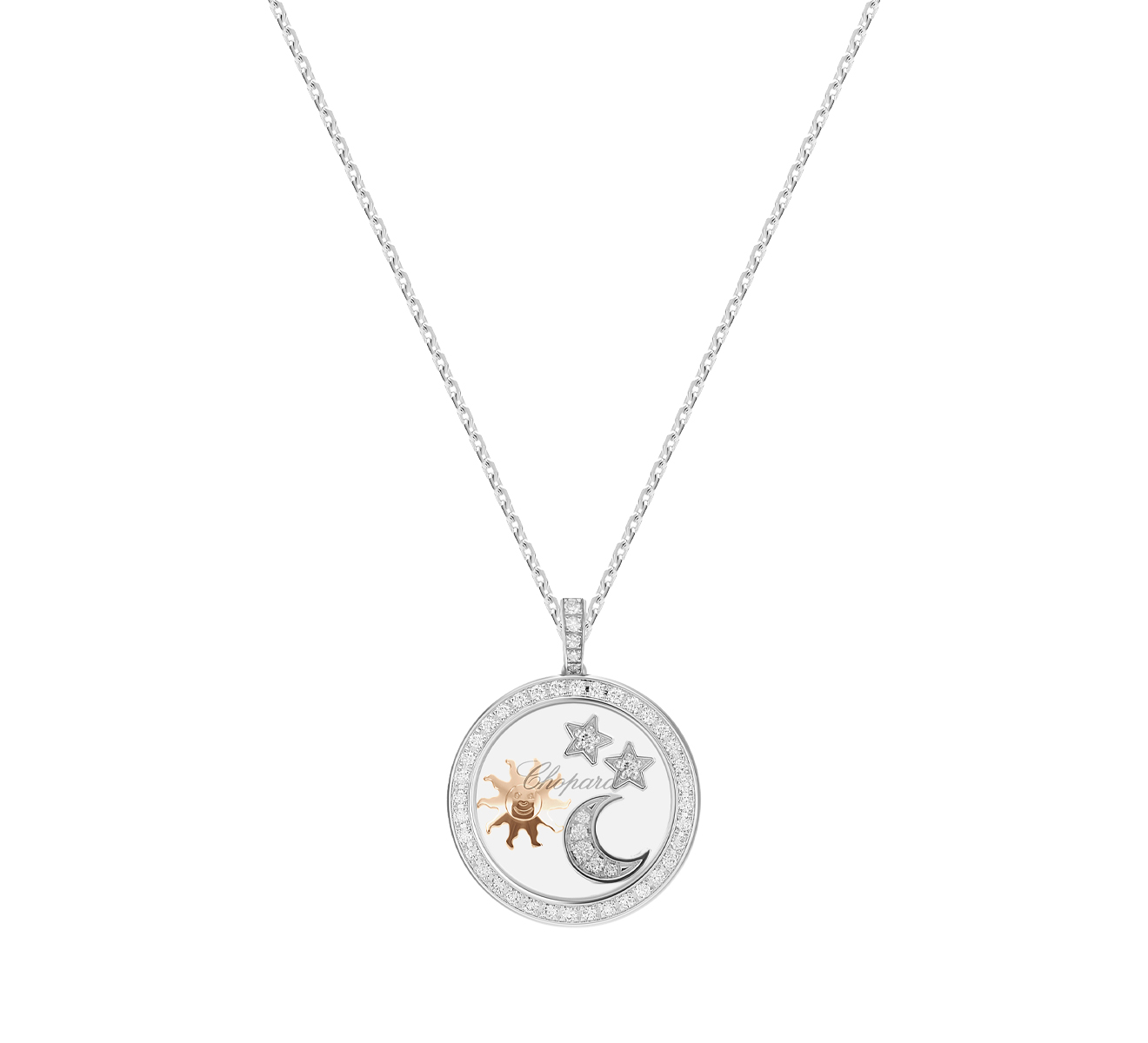 Кулон Chopard Happy Diamonds 799434-9905, белое и розовое золото, бриллианты | Mercury