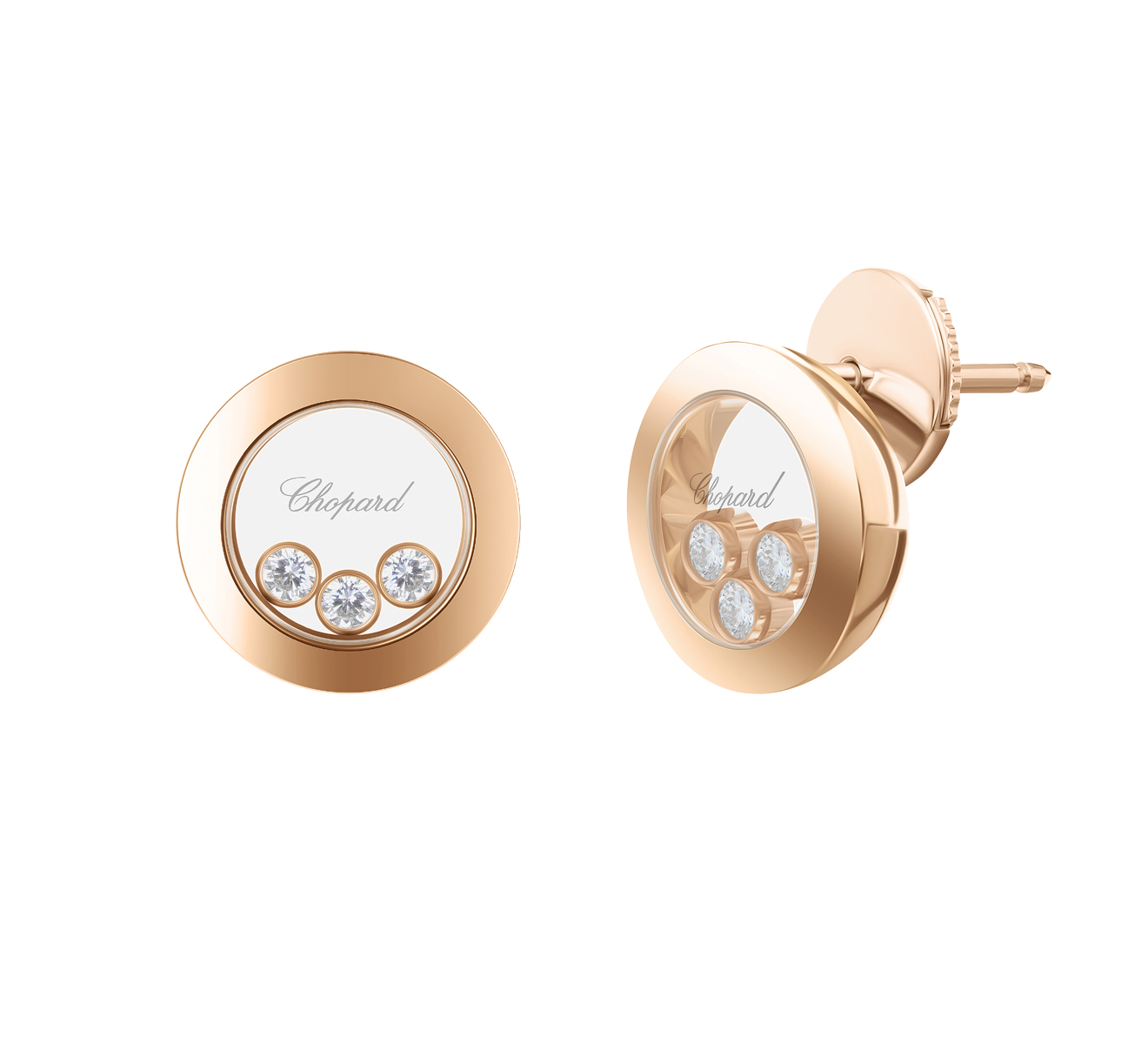 Серьги Icons Round Chopard Happy Diamonds 83A018-5001, розовое золото, бриллианты | Mercury