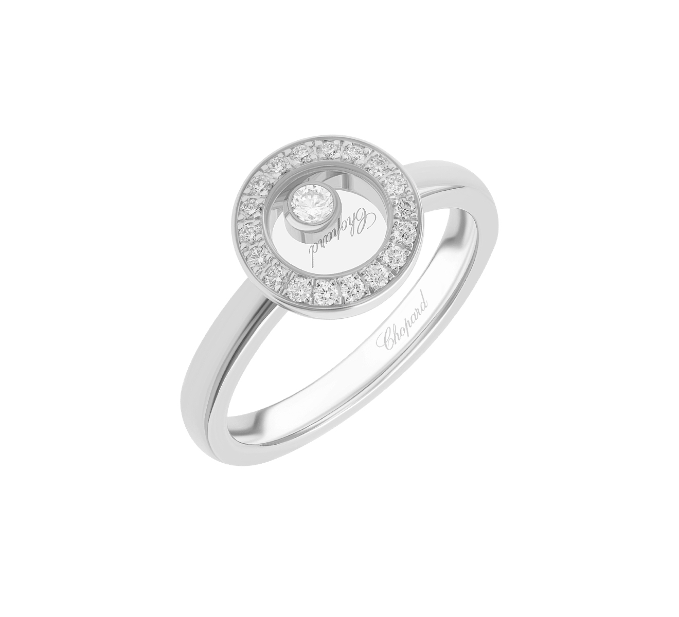 Кольцо Icons Round Chopard Happy Diamonds 82A017-1210, белое золото, бриллианты | Mercury