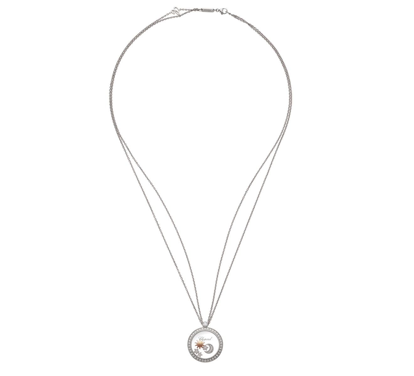 Кулон Icons Moon Stars Chopard Happy Diamonds 799450-1401, белое золото, бриллианты | Mercury