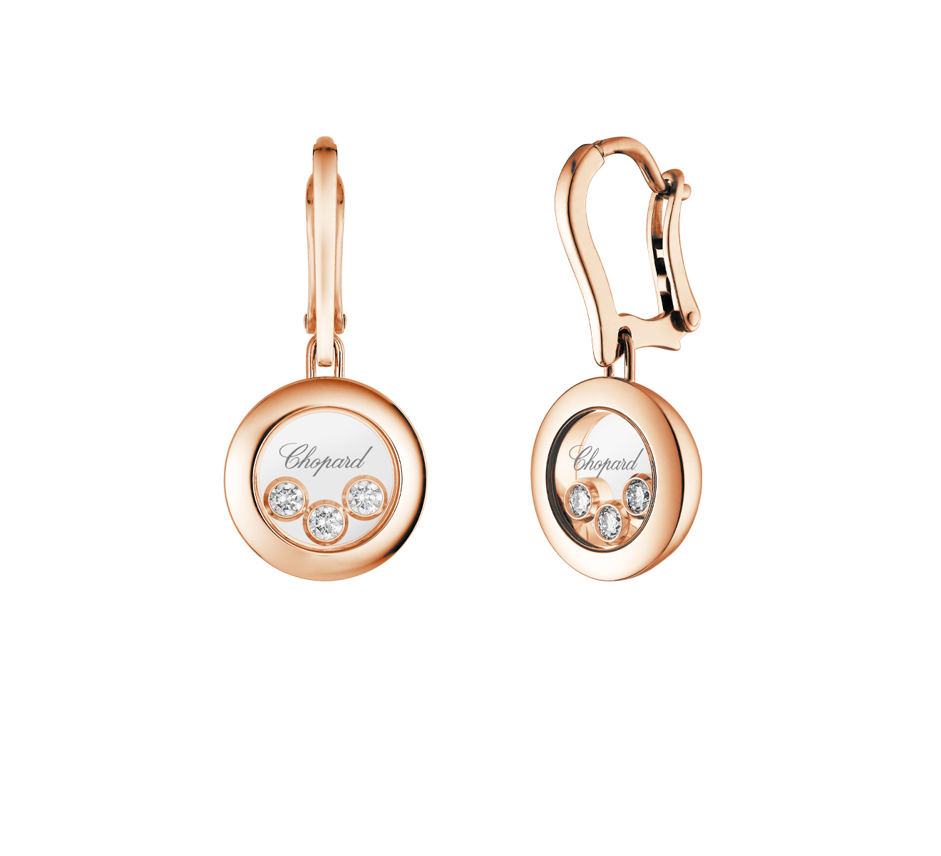 Серьги Chopard Happy Diamonds 83A018-5301, розовое золото, бриллианты | Mercury