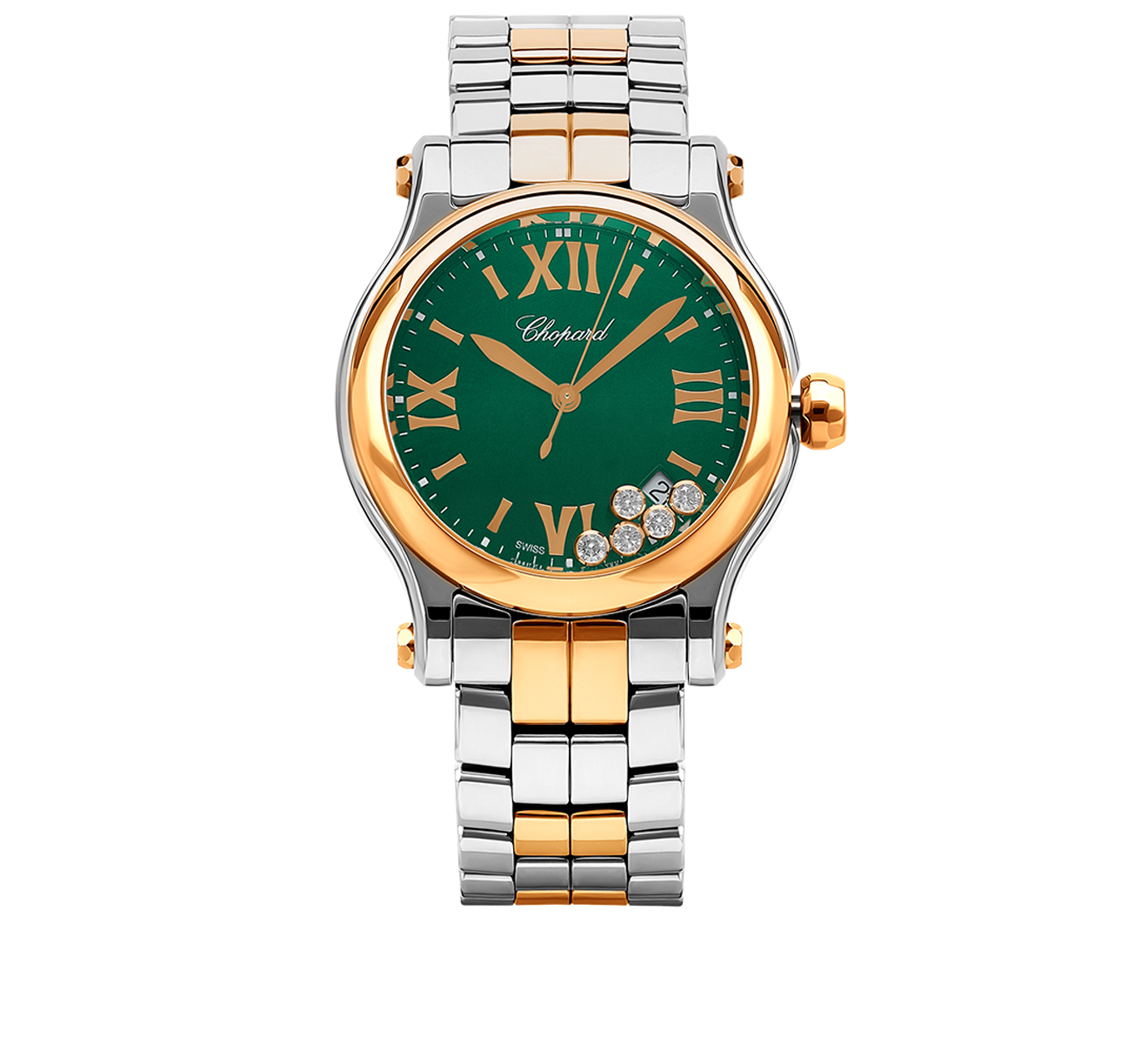 Часы Happy Sport Chopard Happy Sport 278582-6006, 36 мм, сталь и розовое золото, указатель даты ...