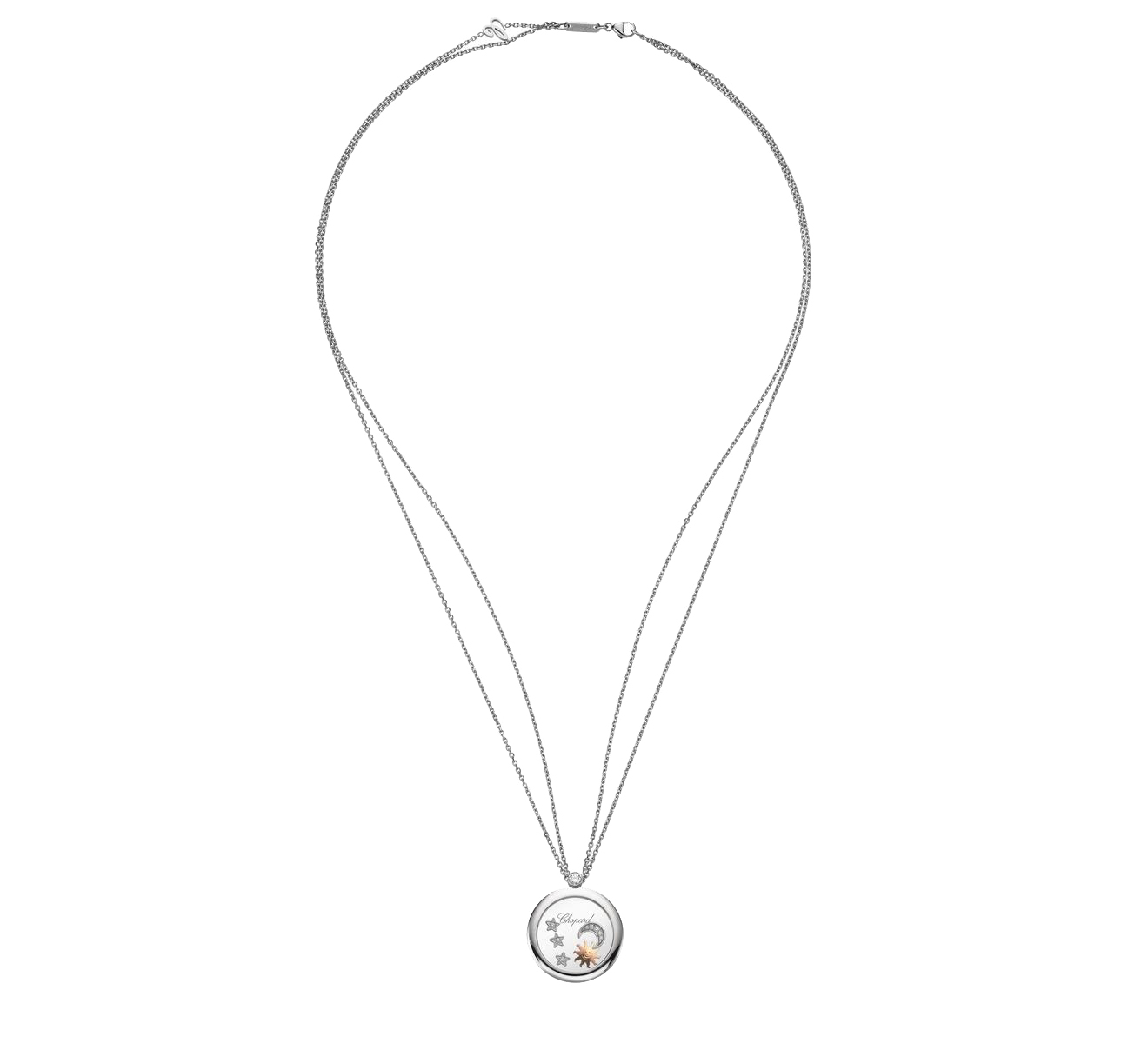 Кулон Chopard Icons 799450-1201, белое и розовое золото, бриллианты | Mercury