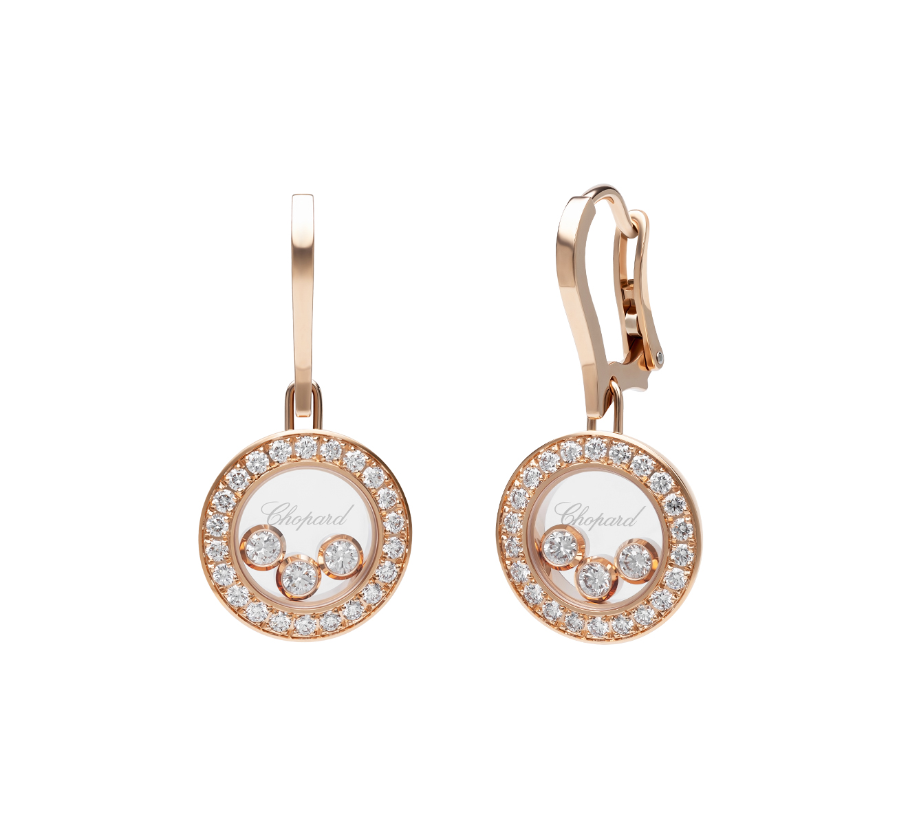 Серьги Icons Round Chopard Happy Diamonds 83A018-5401, розовое золото, бриллианты | Mercury
