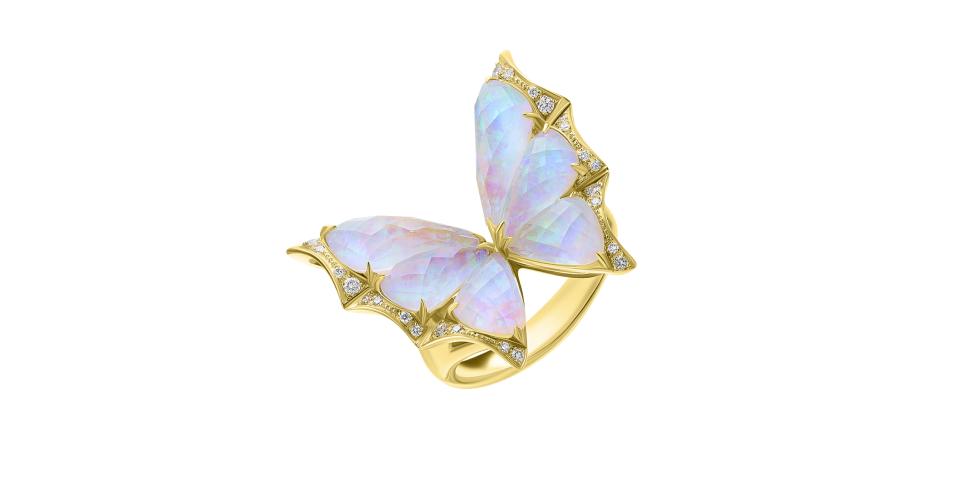 Кольцо Stephen Webster Fly By Night 3016874, жёлтое золото, опал/кварц ...