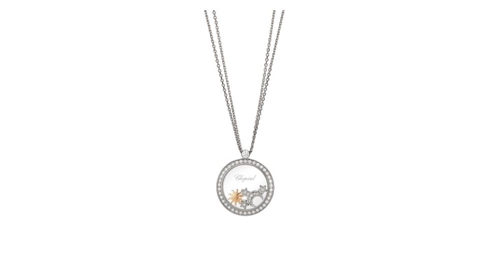 Кулон Icons Moon Stars Chopard Happy Diamonds 799450-1401, белое золото, бриллианты | Mercury
